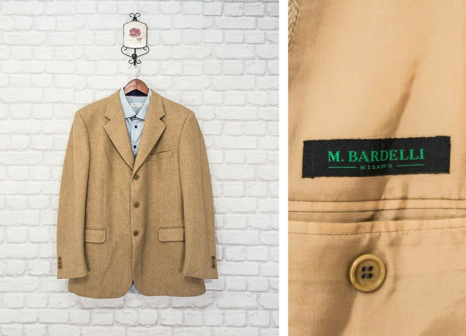 M . Bardelli Milano Men's Cashmere Wool Brown Suit Blazer Jacket Size ...