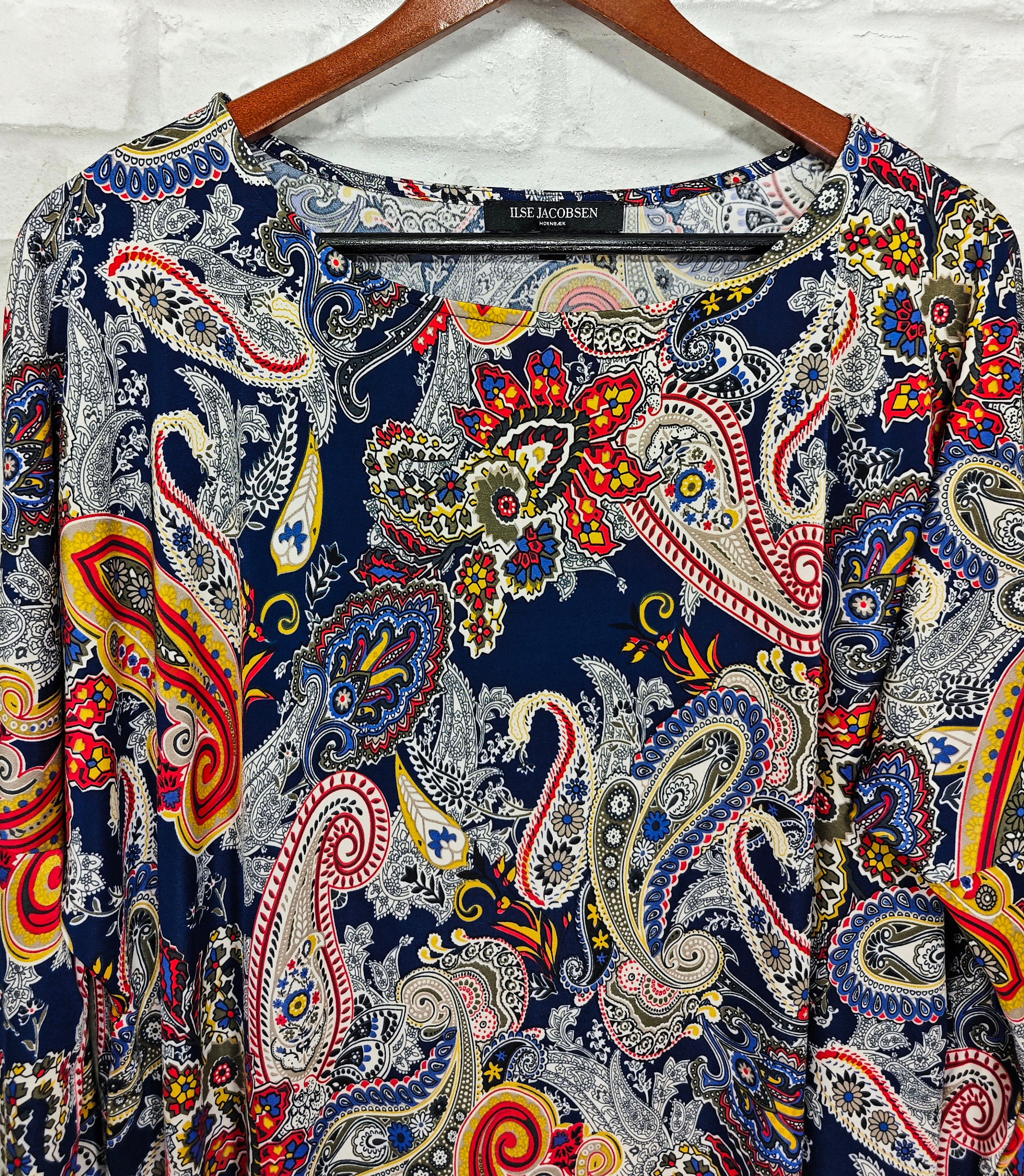 Ilse Jacobsen Vintage Paisley Pattern Dress Knee Length Long Sleeve ...