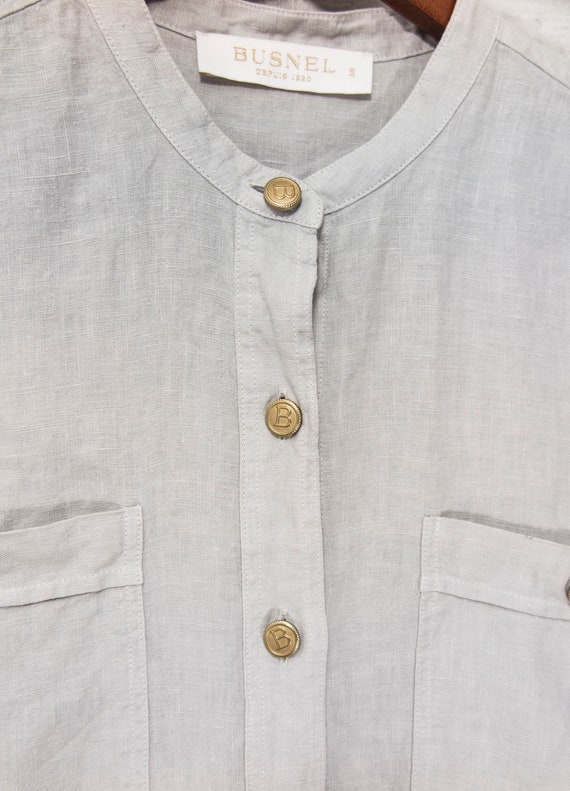 BUSNEL Pure Linen Shirt Midi Dress Traverec Shirt Lon… - Gem