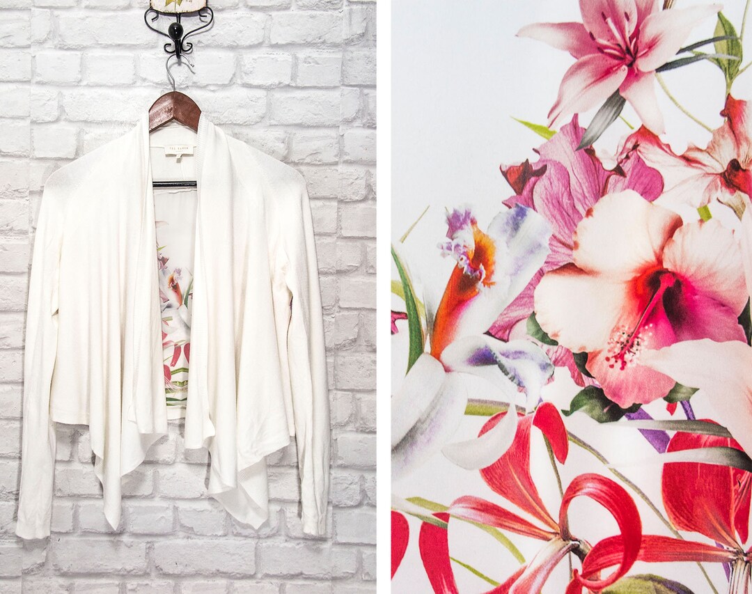 Ted Baker Floral Pattern Back Front Open Cardigan Top Blouse Size 1/S ...