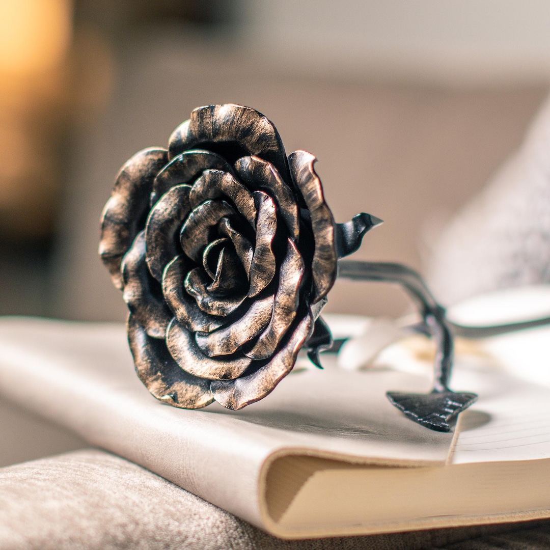 Hand Forged Iron Rose Keepsake - Blacksmith Made in America - Coal ...