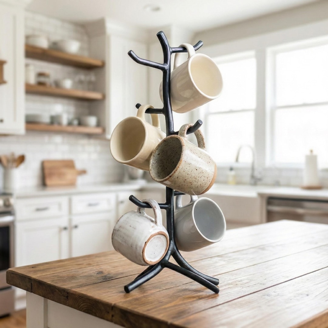 Iron Mug Tree – Holds 6 Mugs – Twig – American Made by Urban Forge ...