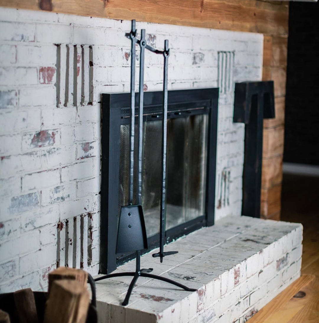 Loft Fireplace Tool Set With Stand in Coal Black Hand-forged in USA - Etsy