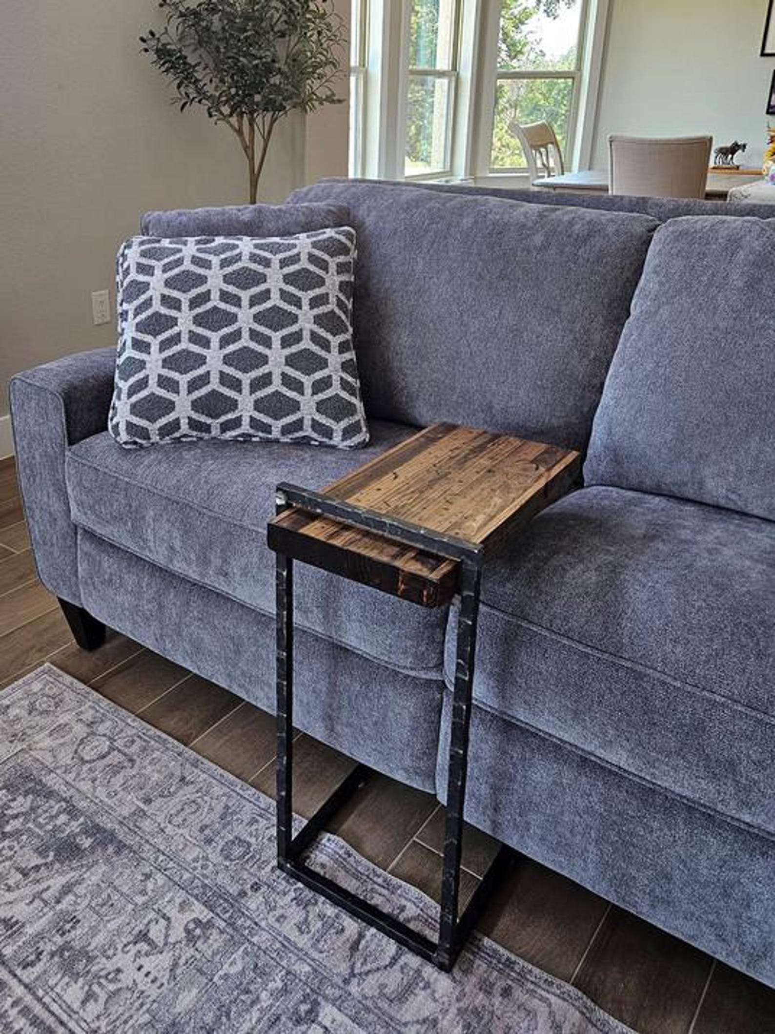 Iron C Table With Distressed Pine Top – Meridian – American Made by ...
