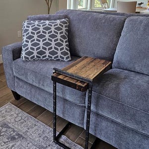 Iron C Table With Distressed Pine Top – Meridian – American Made by ...