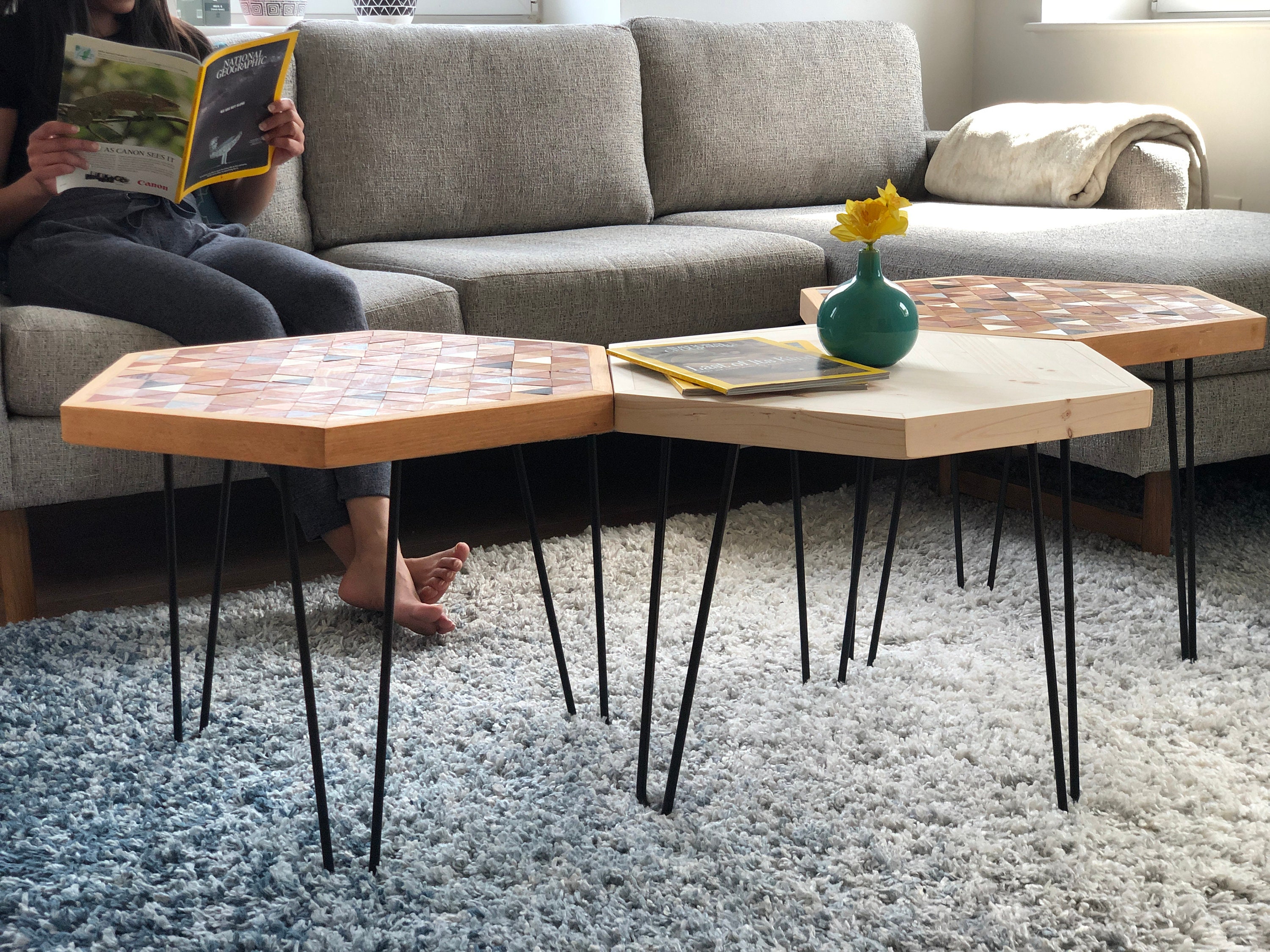 Hexagon Wooden Handcrafted Modular Side Table - Etsy