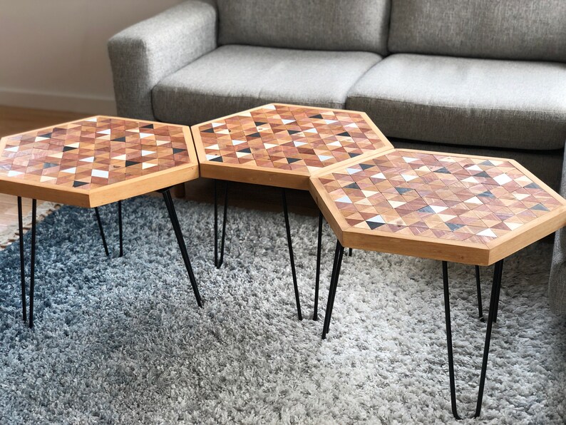 Hexagon Wooden Handcrafted Modular Side Table - Etsy