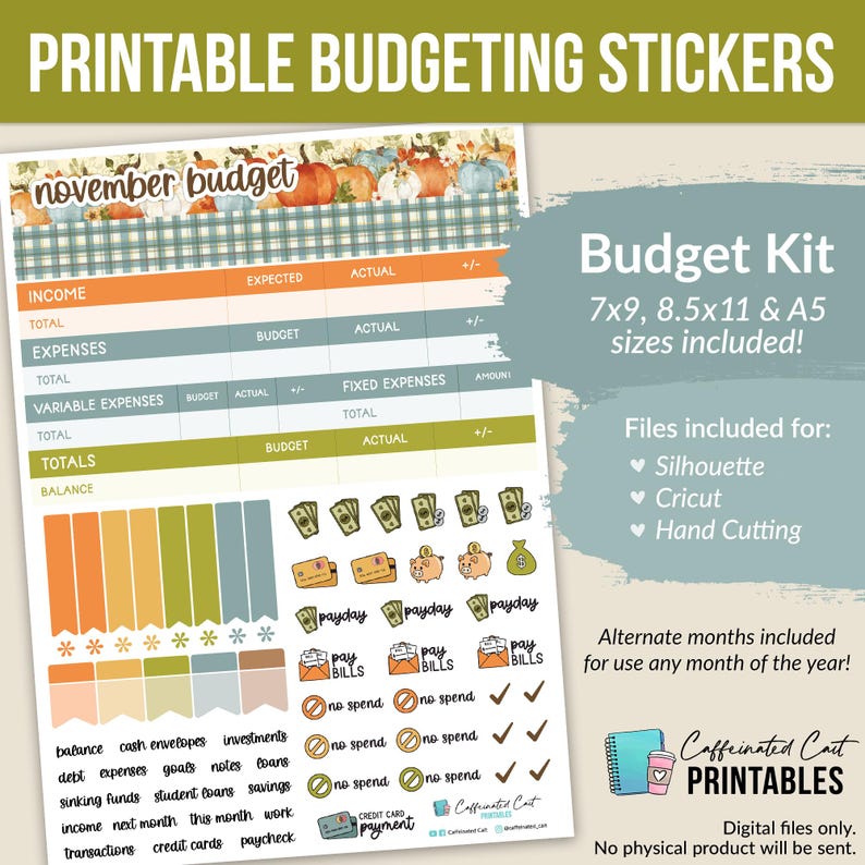 PRINTABLE Budget Kit (7x9, 8.5x11, A5 Sizes Included) - 114 Pumpkin ...
