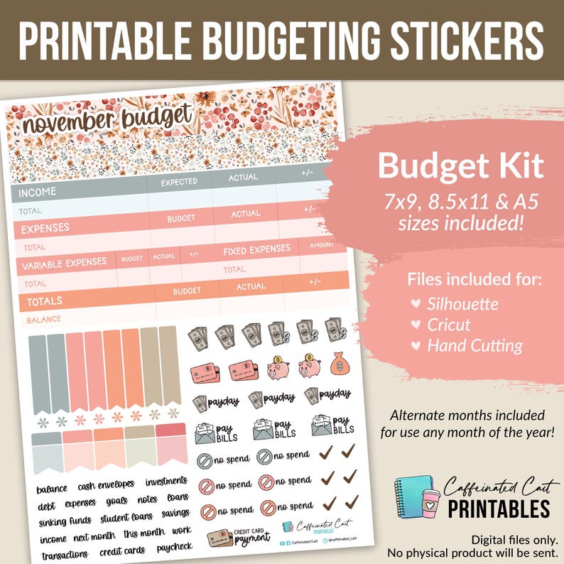 PRINTABLE Budget Kit (7x9, 8.5x11, A5 Sizes Included) - 116 Cranberry ...
