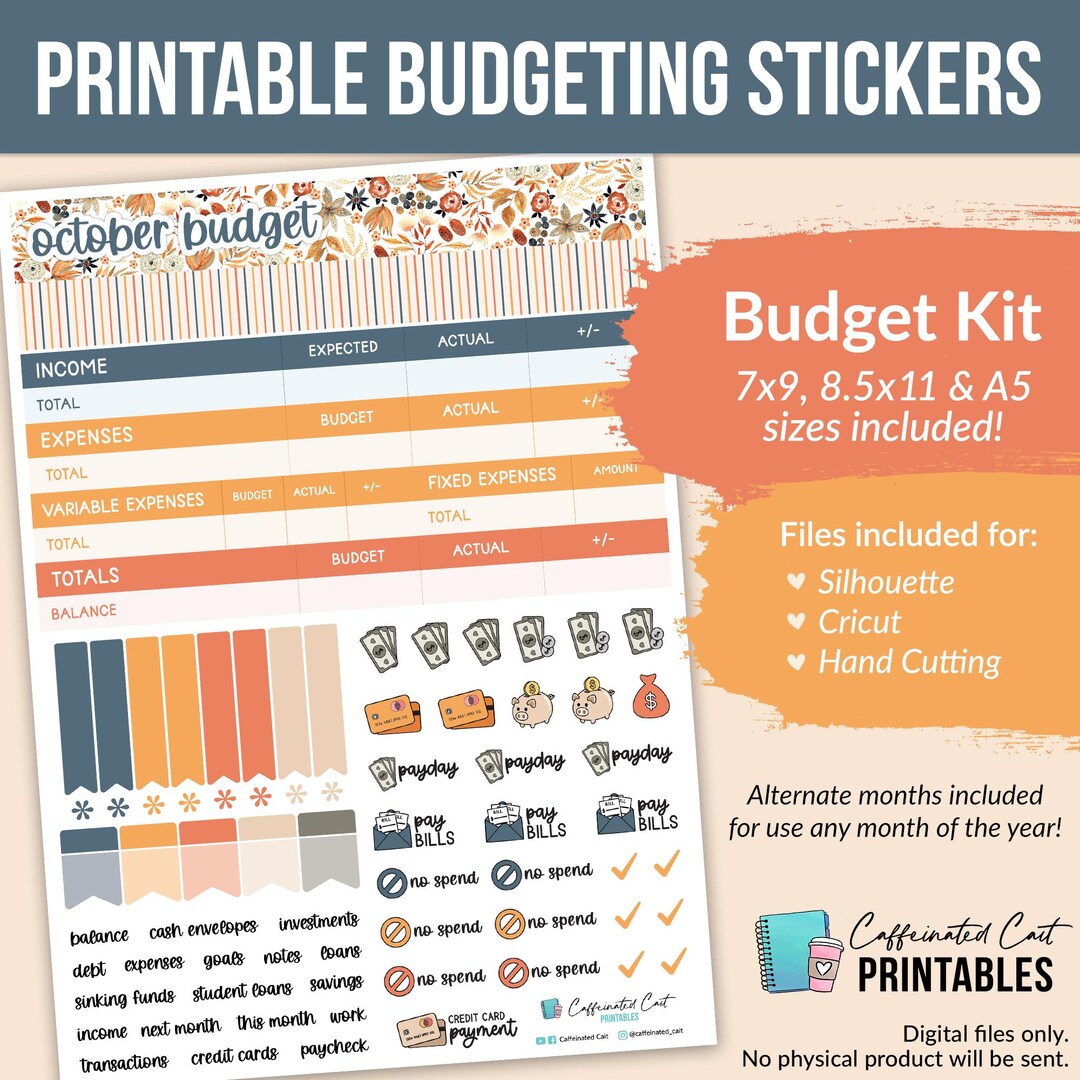PRINTABLE Budget Kit (7x9, 8.5x11, A5 Sizes Included) - 217 October ...