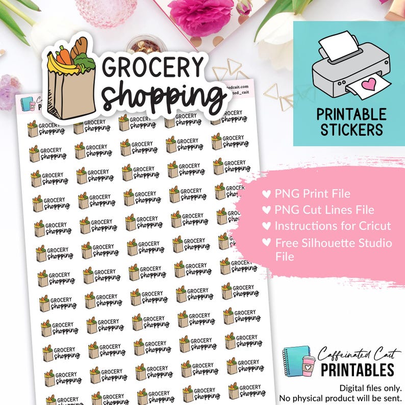 Grocery Shopping Planner Stickers - PRINTABLE - Etsy