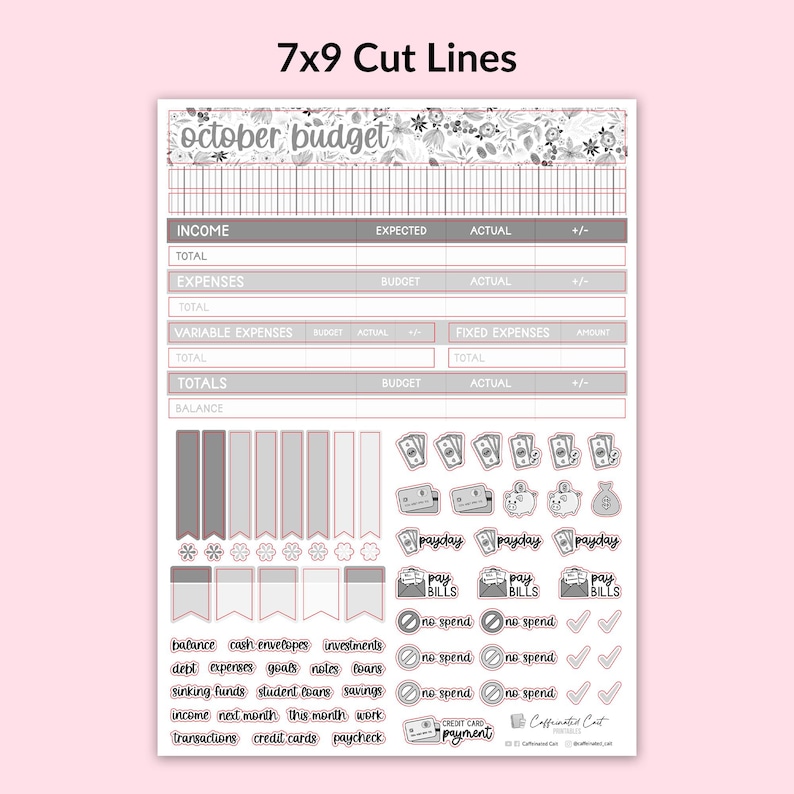 PRINTABLE Budget Kit (7x9, 8.5x11, A5 Sizes Included) - 115 Flutter ...