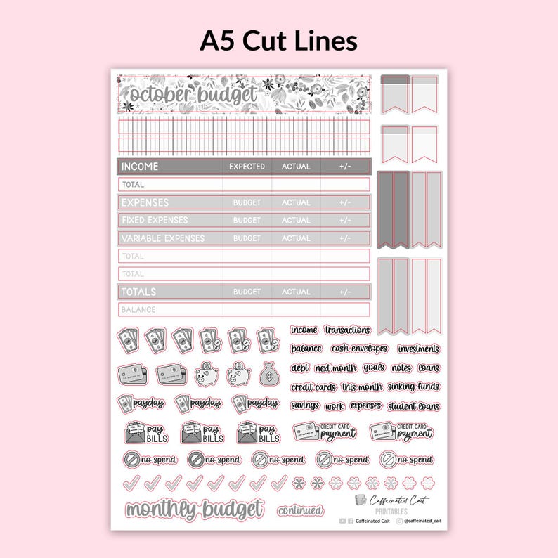 PRINTABLE Budget Kit (7x9, 8.5x11, A5 Sizes Included) - 115 Flutter ...
