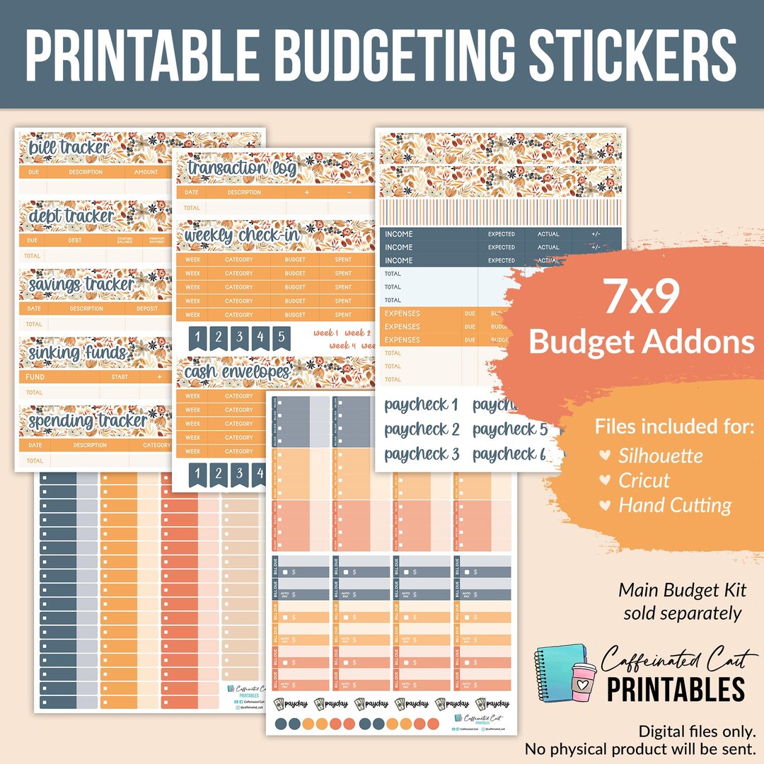 PRINTABLE Budget Addons 7x9 Size 217 Amber & Rust Budget Stickers - Etsy