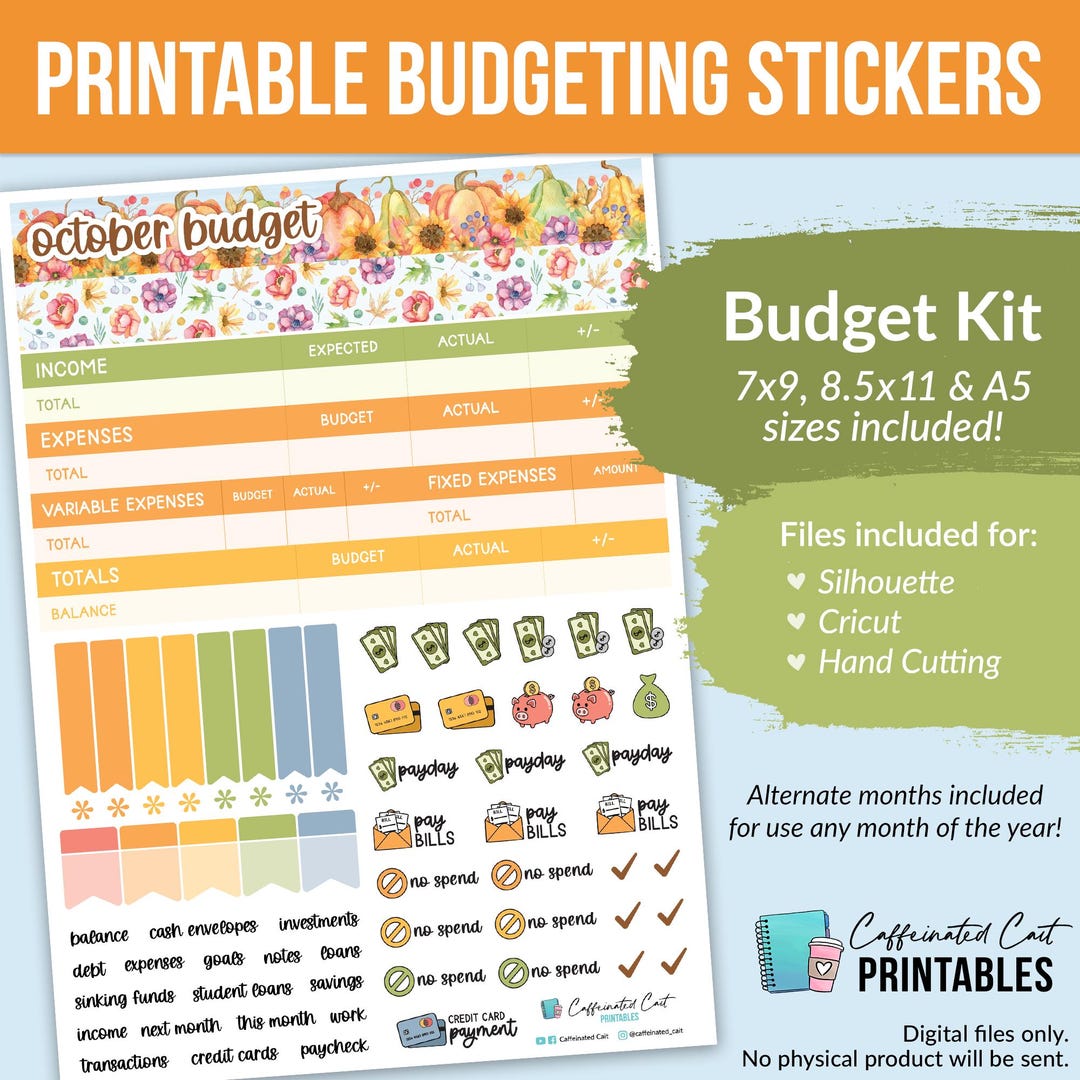 PRINTABLE Budget Kit (7x9, 8.5x11, A5 Sizes Included) - 107 Bright ...