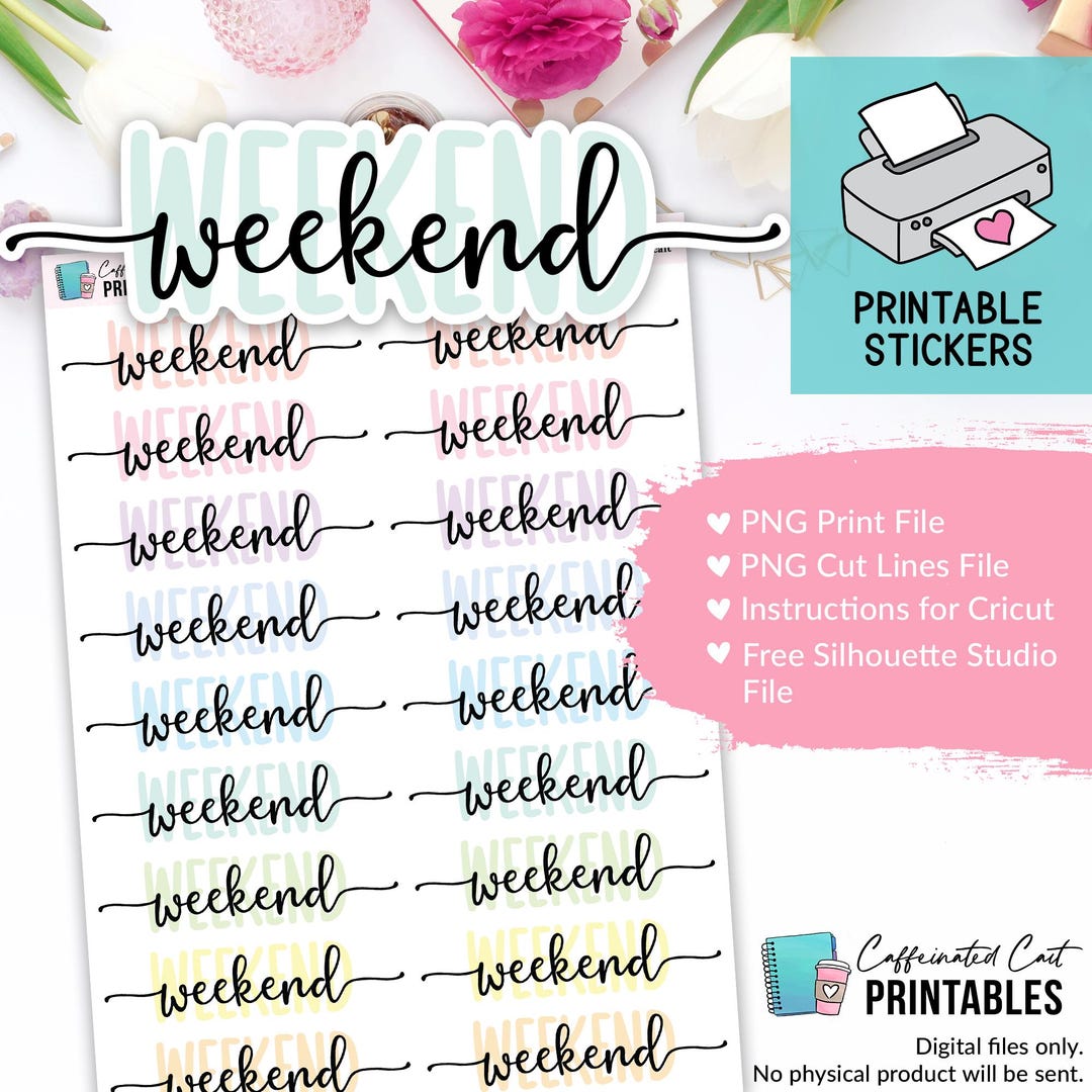 Weekend Script Duo Planner Stickers - PRINTABLE - Etsy