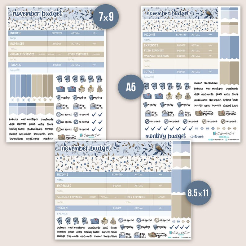 PRINTABLE Budget Kit (7x9, 8.5x11, A5 Sizes Included) - 115 Flutter ...