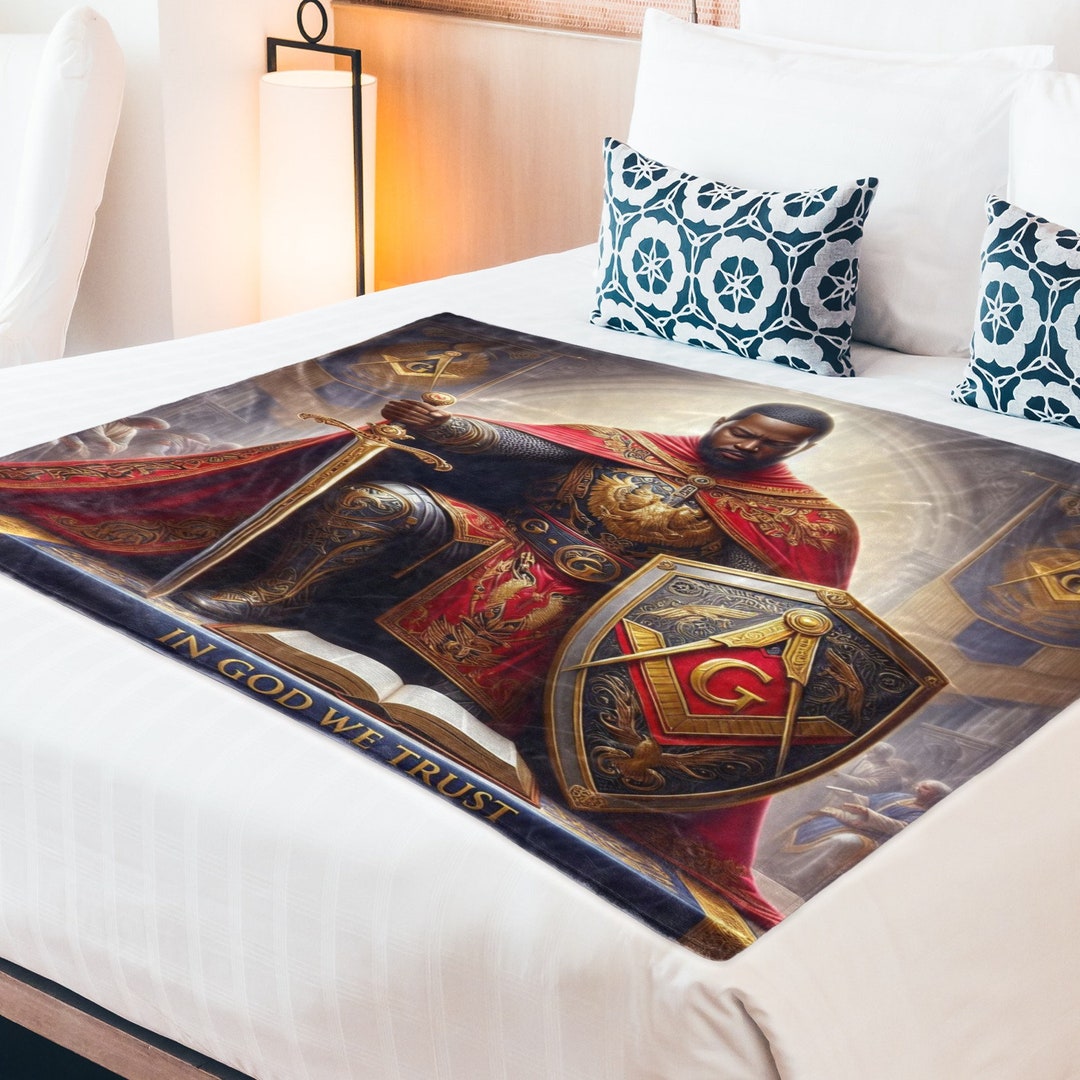 Masonic Knight With Shield Fleece Blanket: PHA, Fraternity, Lodge - Etsy