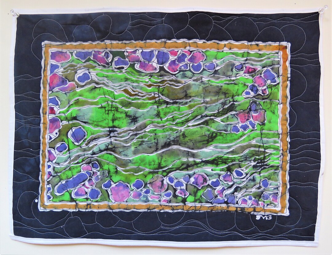 Abstract Shoreline Batik Art Quilt, Batik Shoreline Art Quilt, Batik ...