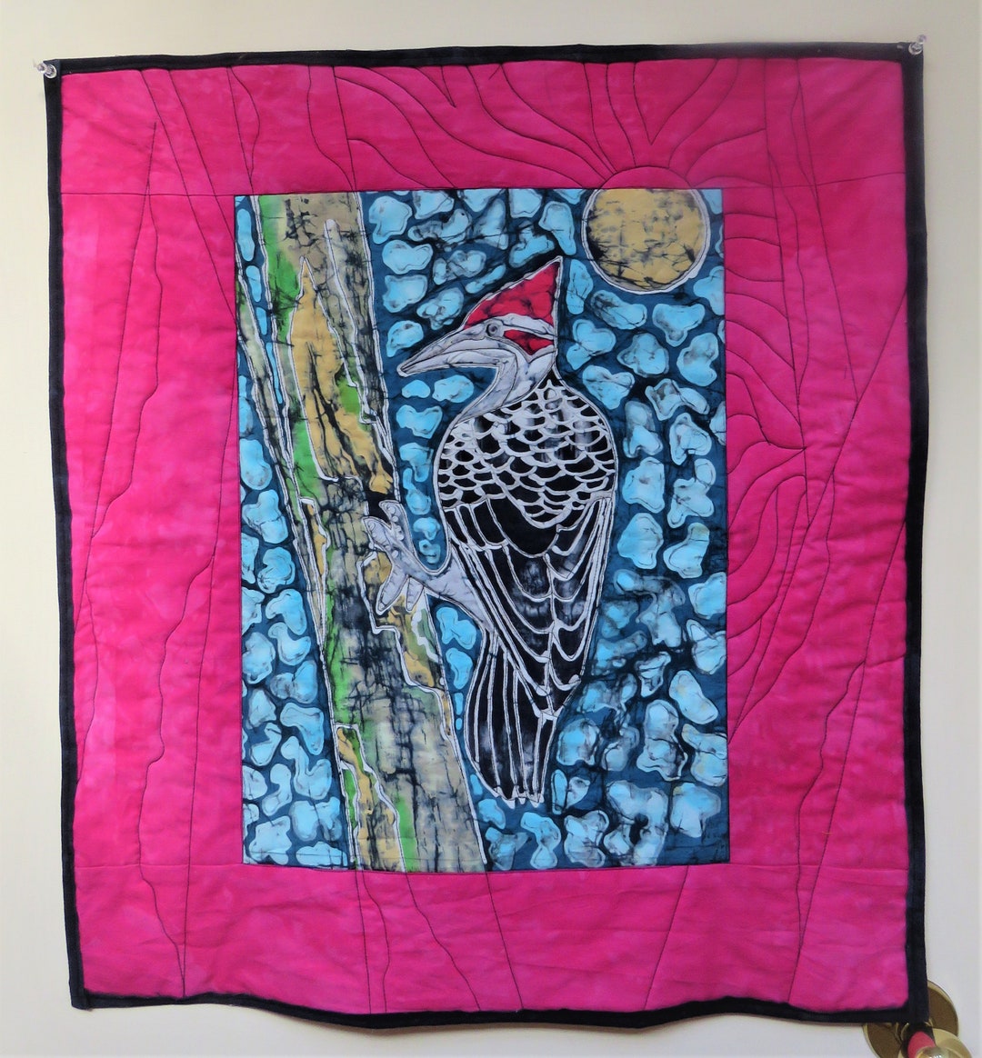 Batik Pileated Woodpecker Quilt, Batik Woodpecker Quilt, Batik Wall Art ...
