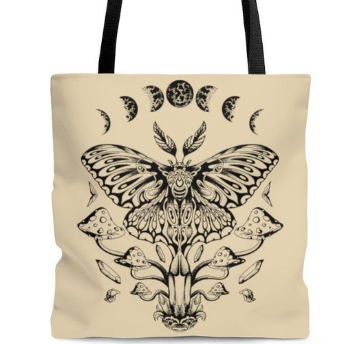 Moth Tote Bag Cottagecore Aesthetic Goblincore Tote Bag Dark - Etsy