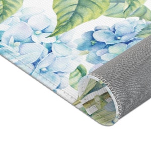 Blue Hydrangea Flower Rug, Floral Area Rug, Bedroom Rug Aesthetic ...