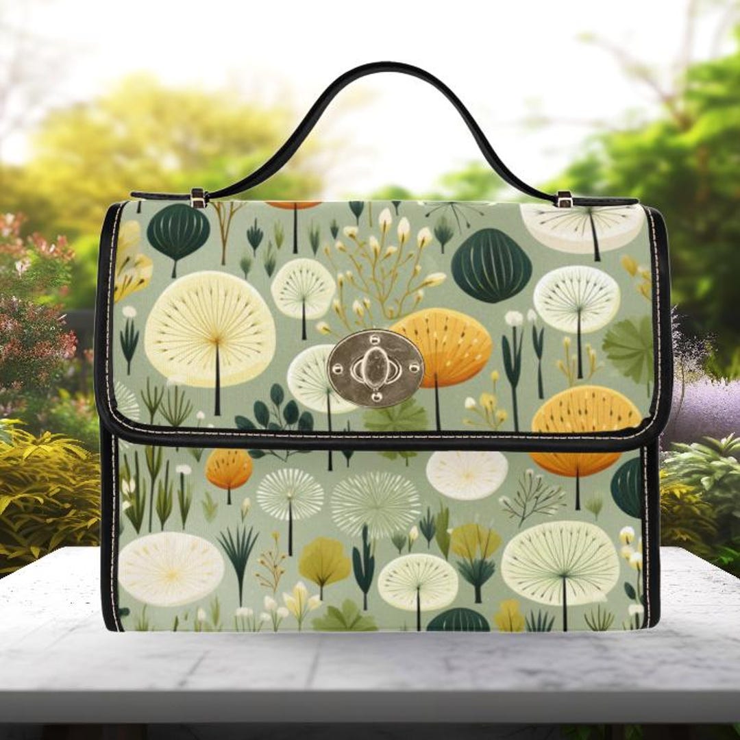 Abstract Dandelion Garden Purse, Floral Canvas Satchel, Modern ...