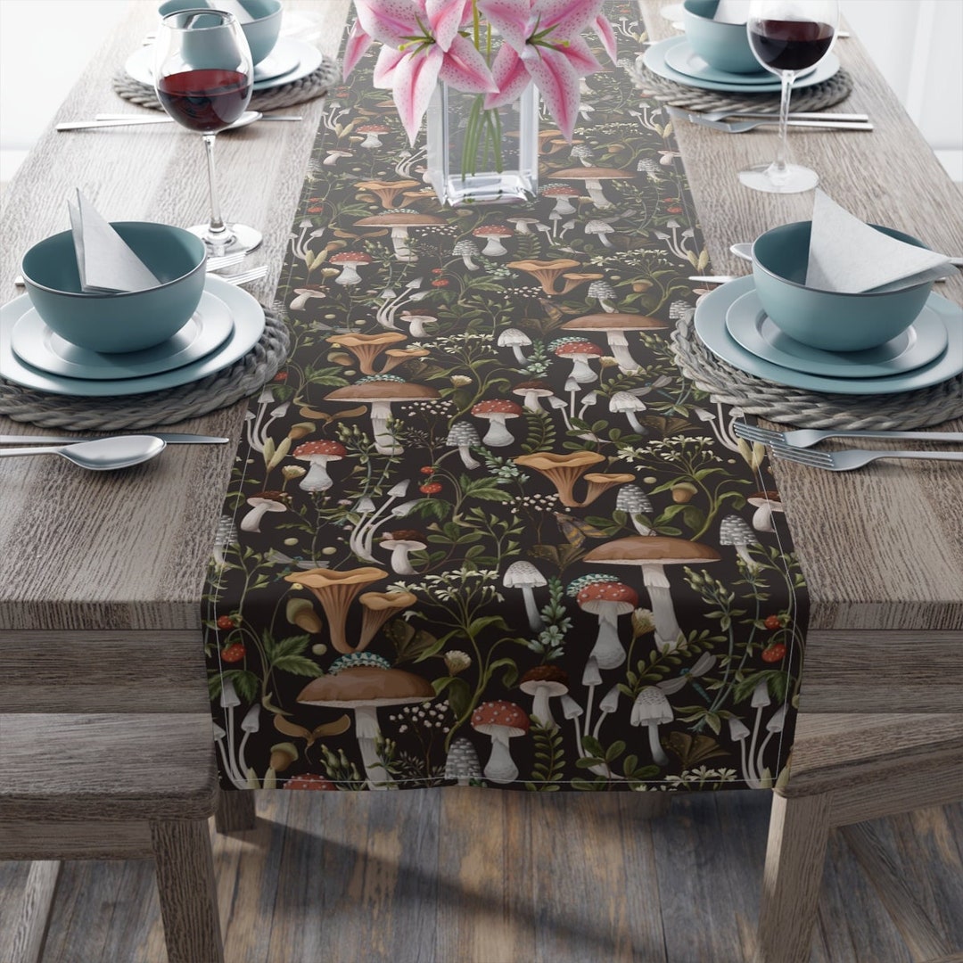 Mushrooms Fall Table Runner, Cottagecore Table Decor, Witchy Decor ...