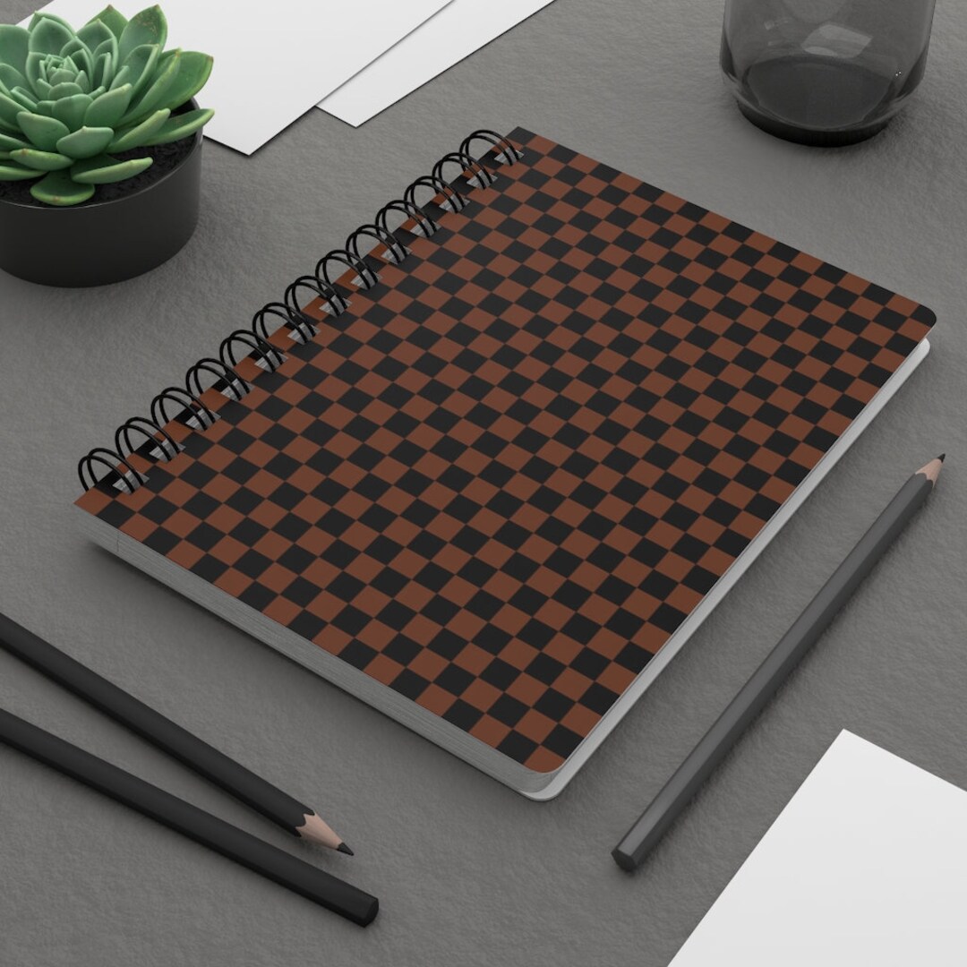 Checkered Pattern Spiral Notebook Lined, Checkerboard Personalized ...