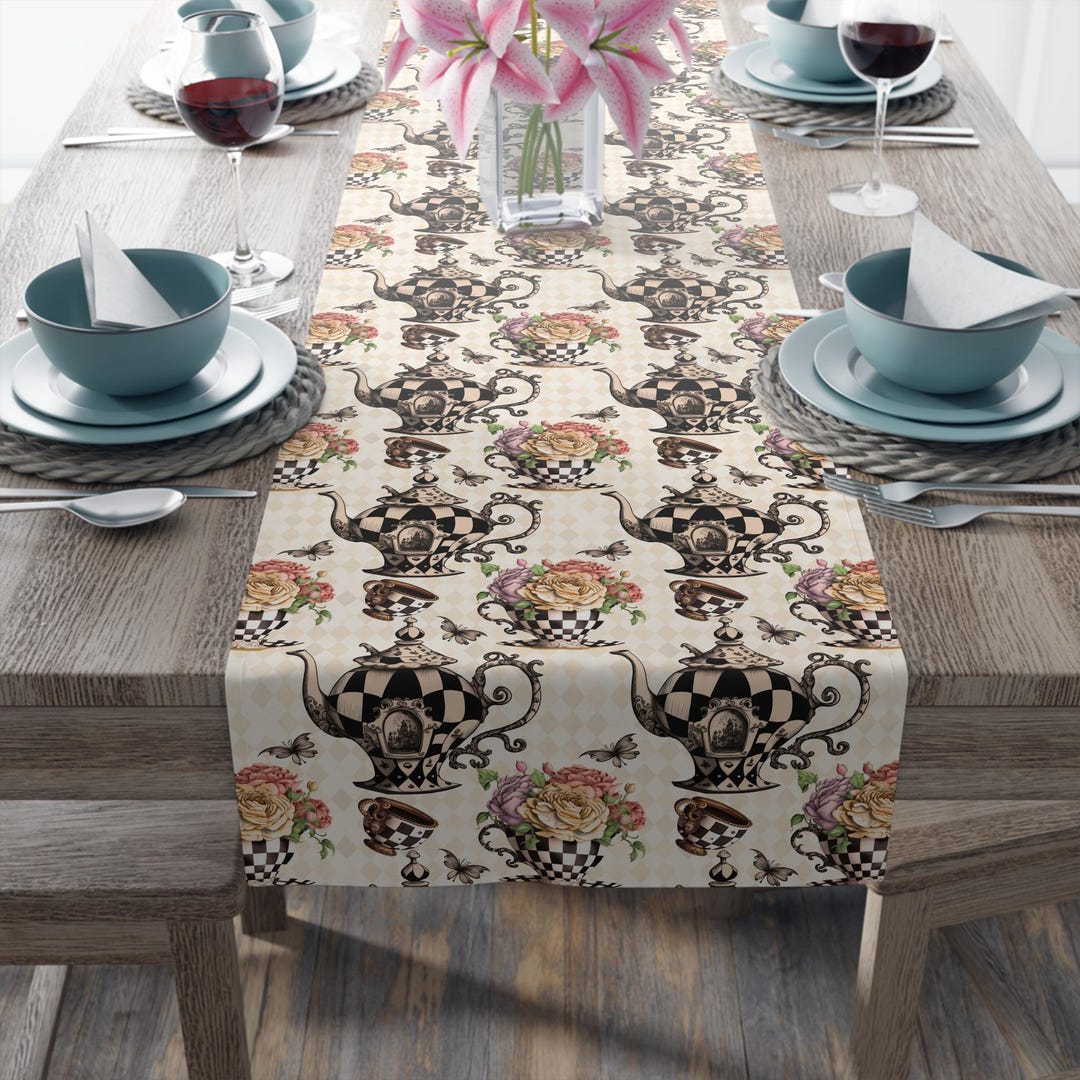 Alice's Adventures in Wonderland Table Runner, Whimsical Tea Party ...