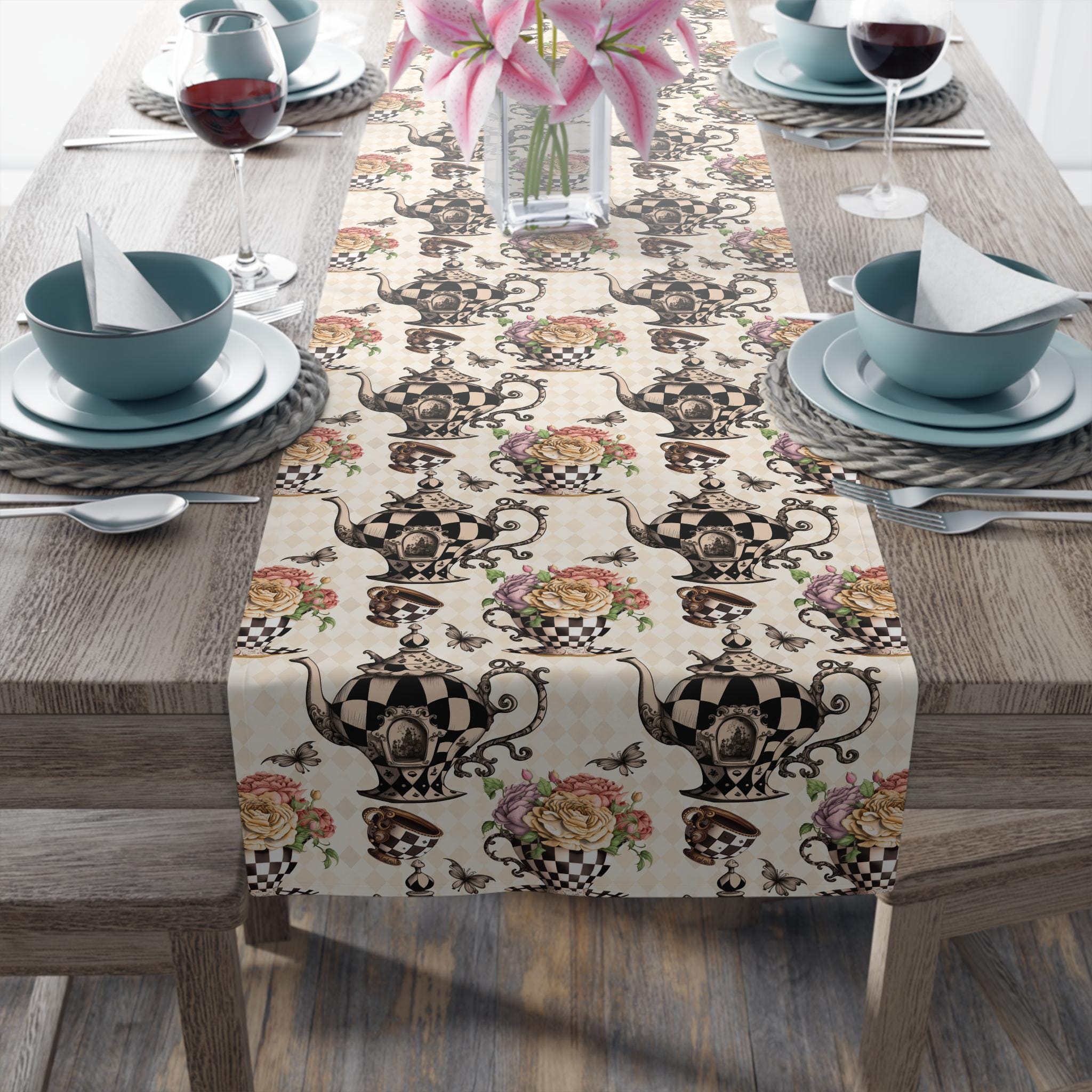Alice's Adventures in Wonderland Table Runner, Whimsical Tea Party ...