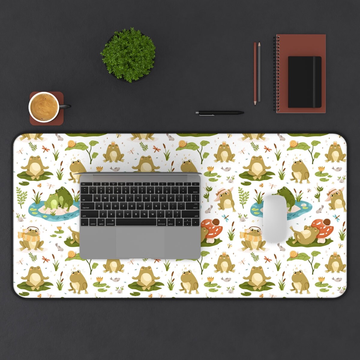 Cute Frogs Mushroom Desk Mat Gaming Kawaii Desk Mat - Etsy