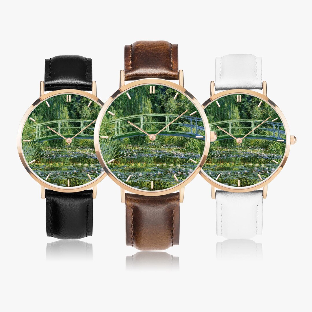 Monet Rose Gold Watch – Bridge Over a Pond of Water Lilies Art Watch ...