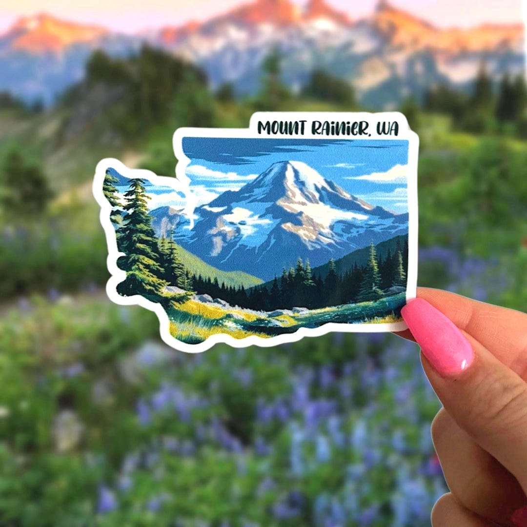 Mount Rainier Washington State Sticker | PNW Scenic Vinyl Decal ...
