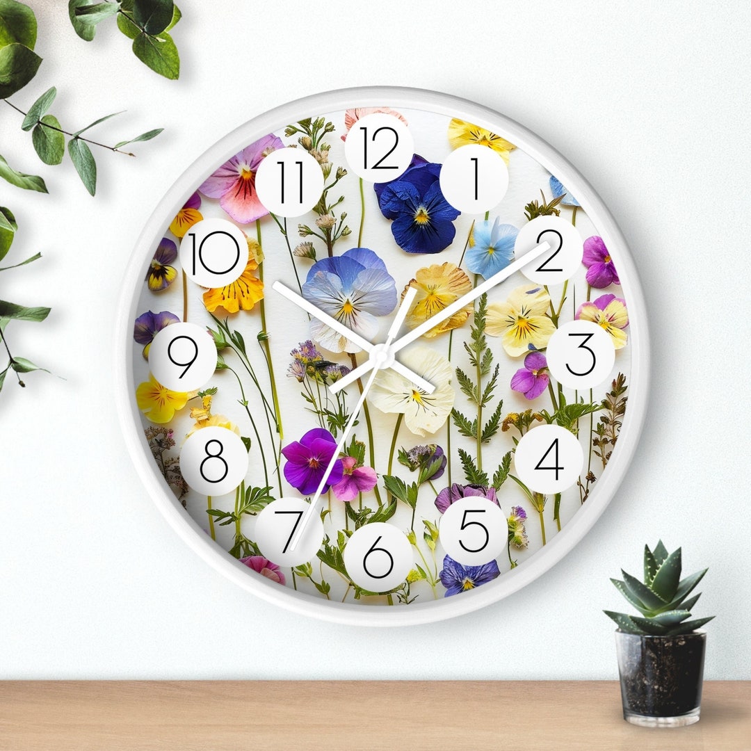 Flower Wall Clock, Dried Flower Clock, Flower Clock, Pressed Flower ...