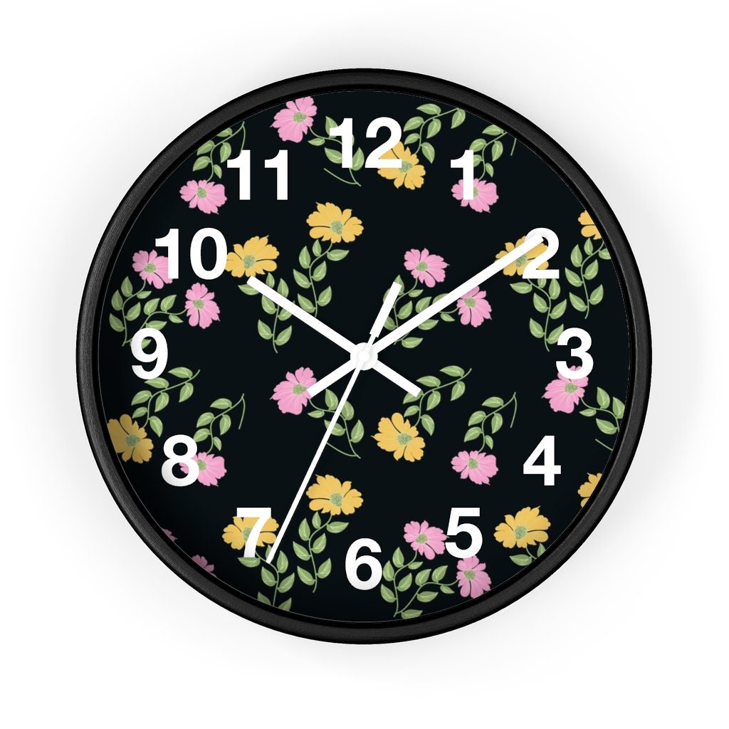 Floral Wall Clock Spring Design Boho Decor Clock Kitchen - Etsy