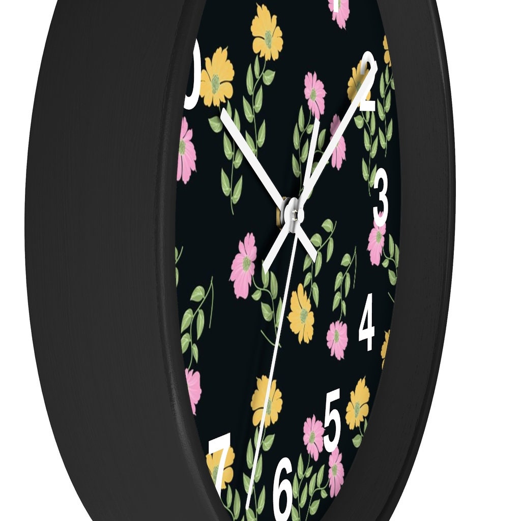 Floral Wall Clock Spring Design Boho Decor Clock Kitchen - Etsy