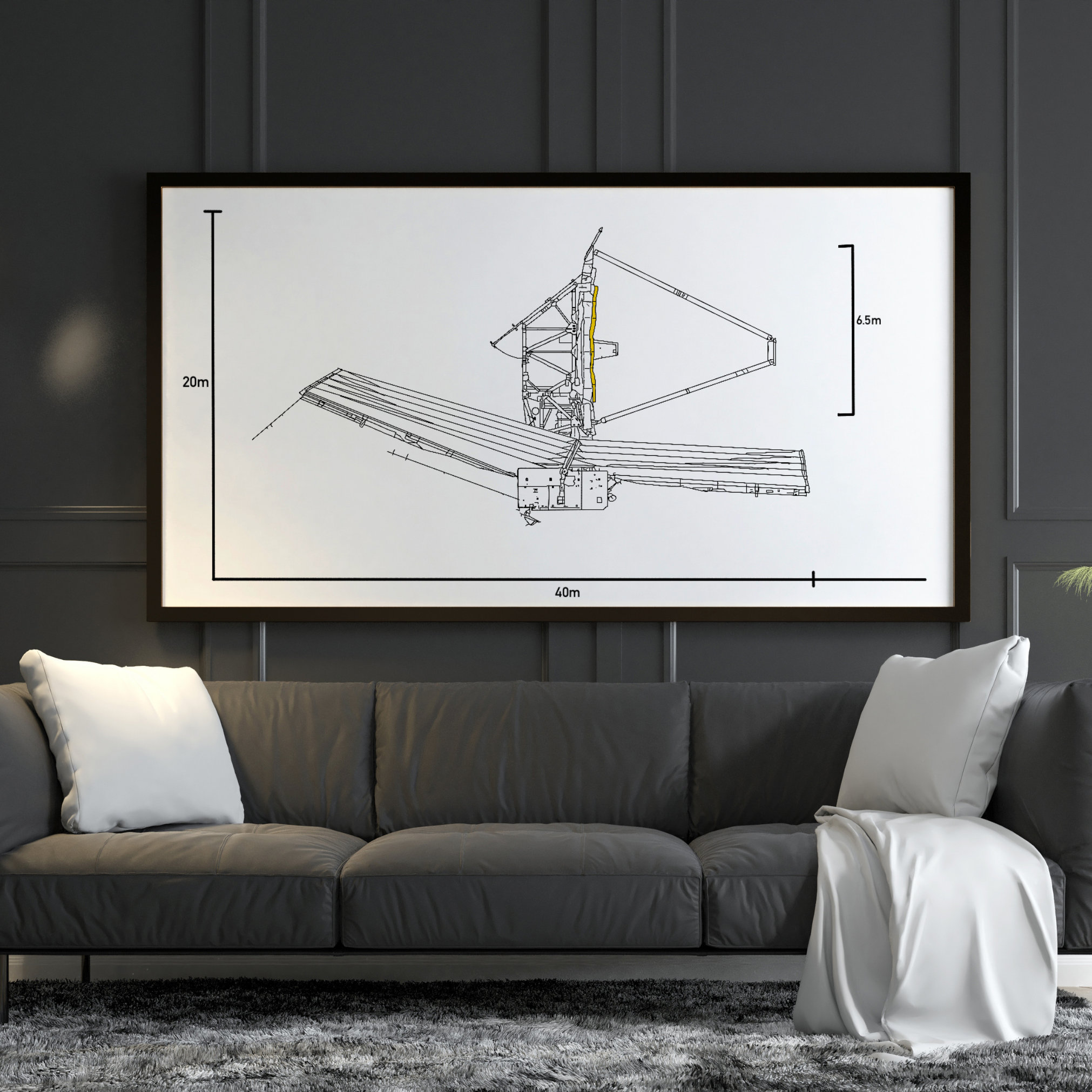 James Webb Space Telescope Blueprint Print | JWST Print | Telescope ...