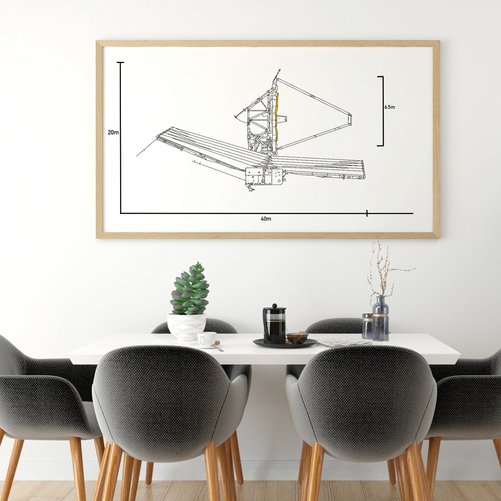 James Webb Space Telescope Blueprint Print | JWST Print | Telescope ...