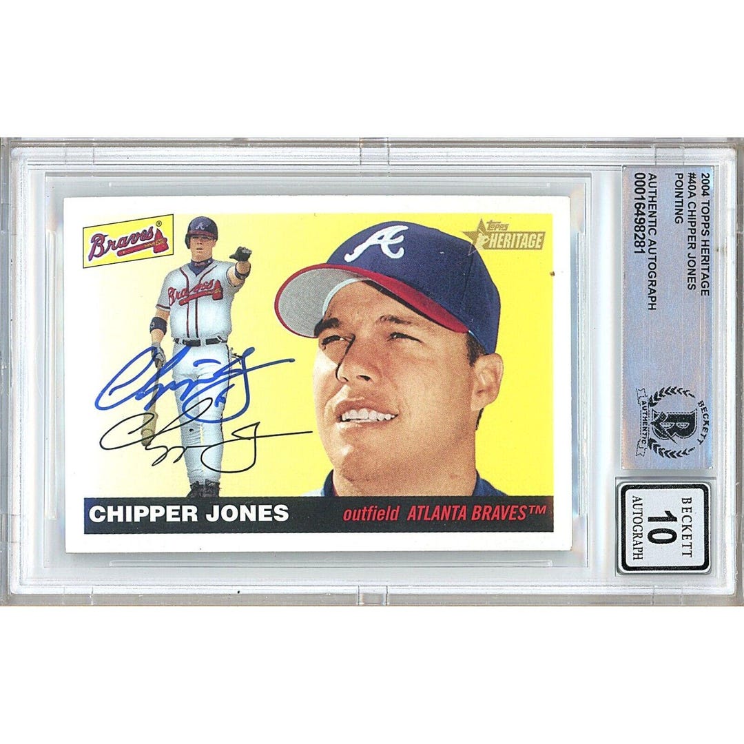 Chipper Jones Autographed 2004 Topps Heritage Pointing Card #40A ...