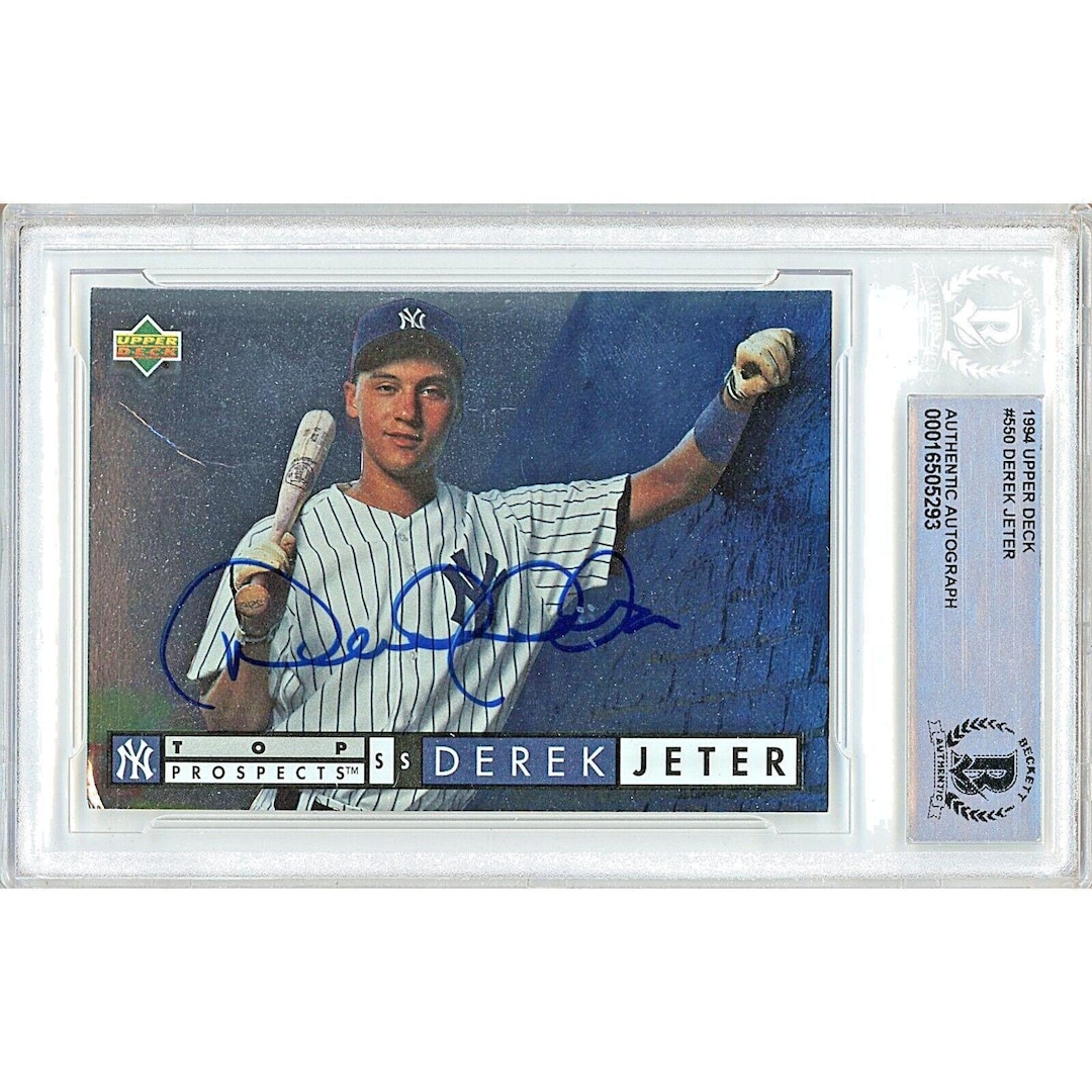 Derek Jeter Autographed 1994 Upper Deck Baseball Card - Beckett ...
