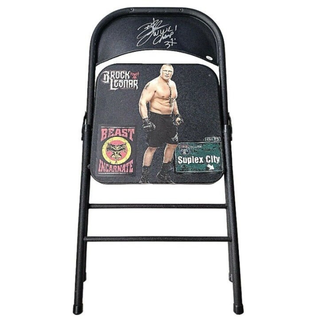 Brock Lesnar WWE Autograph Steel Wrestling Folding Chair Ufc JSA ...