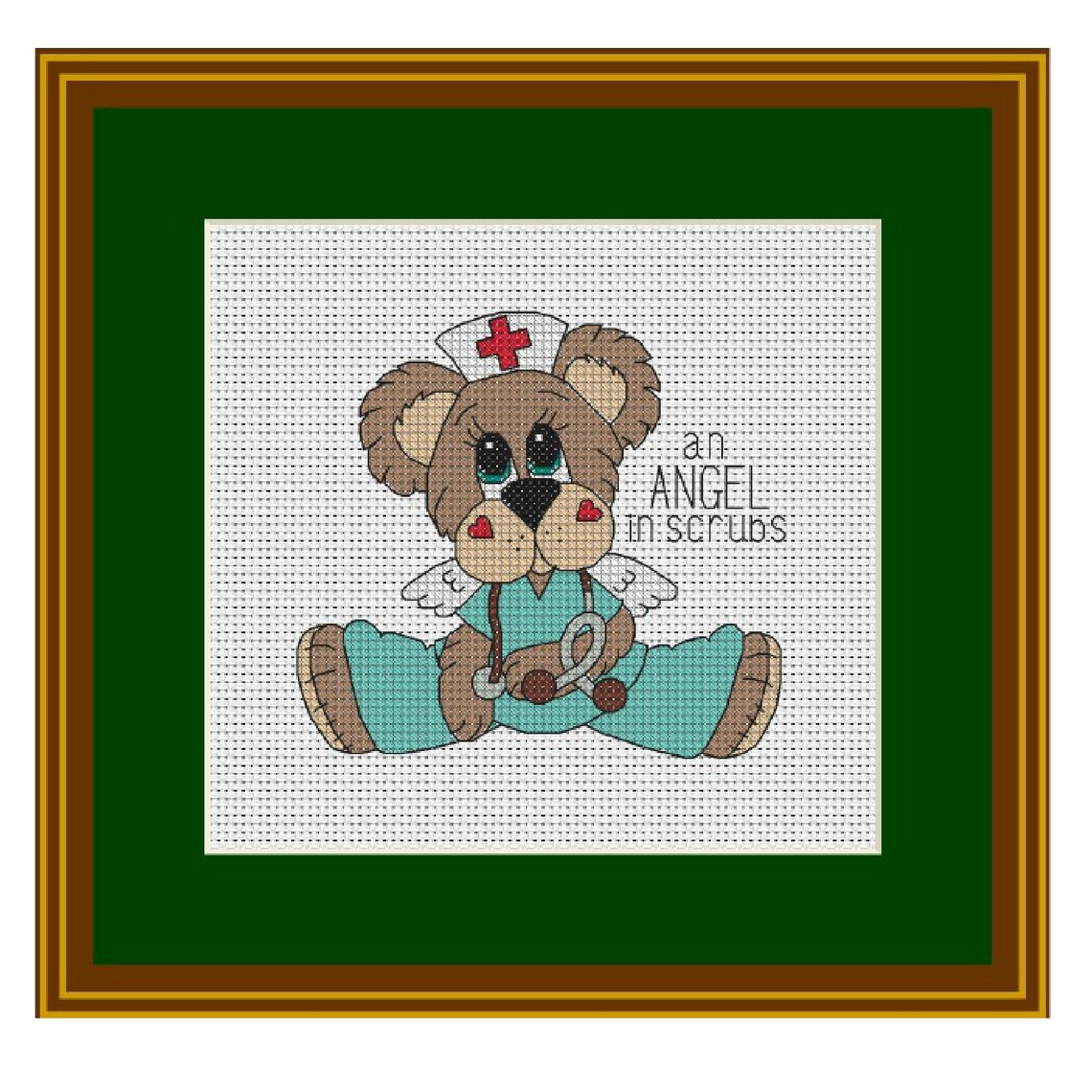 Cute Nurse Bear Cross Stitch Pattern - an Angel in Scrubs - Etsy