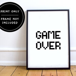 Game Over Print, Pixel Font, Gamer Wall Art, Above Desk Poster ...