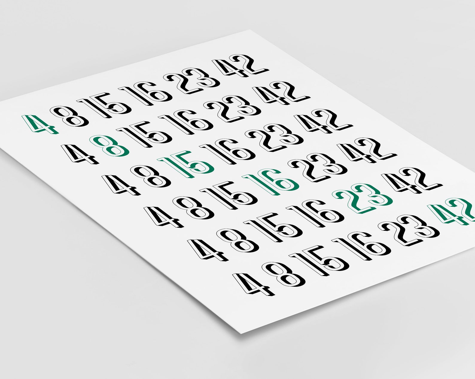 4 8 15 16 23 42 Print, Lost Tv Show, Hurley's Lottery Numbers, Hugo ...