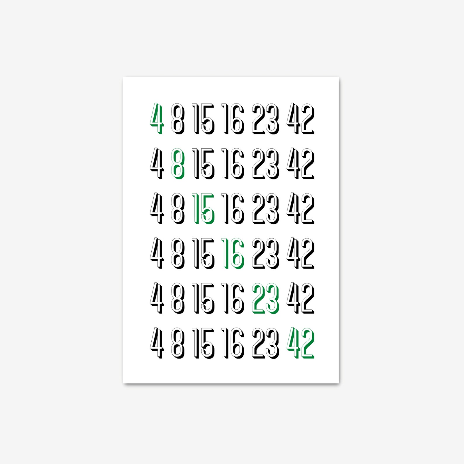 4 8 15 16 23 42 Print, Lost Tv Show, Hurley's Lottery Numbers, Hugo ...