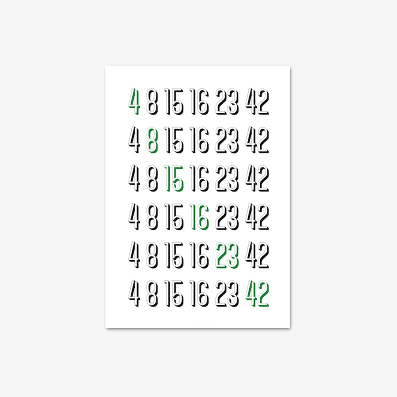 4 8 15 16 23 42 Print Lost TV Show Hurley's Lottery - Etsy UK