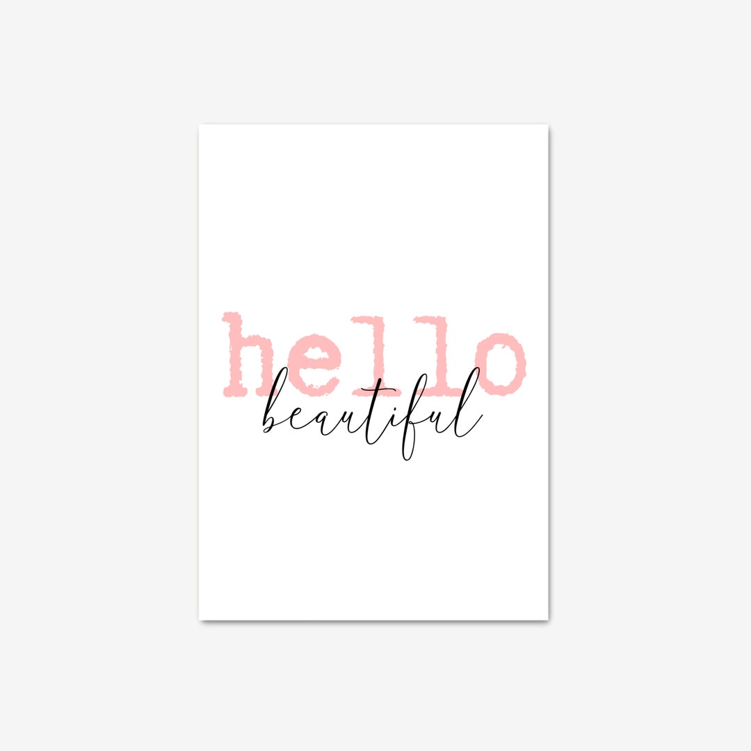 Hello Beautiful Print, Pink Wall Art, Positive Affirmation, Newborn ...