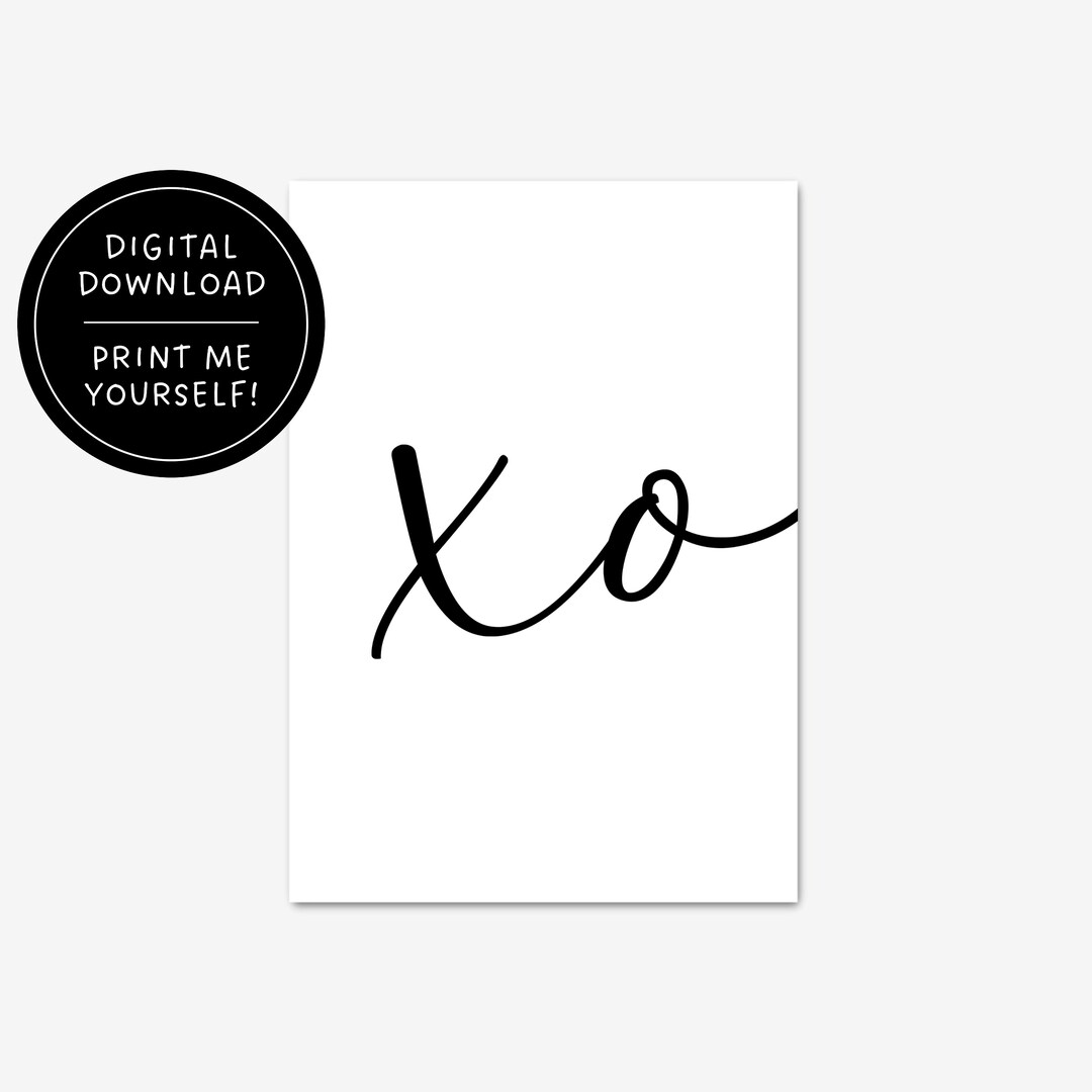 Xo Printable Wall Art, Png Digital Download Print, Hugs and Kisses ...
