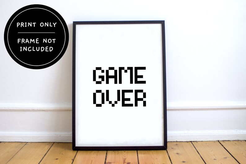 Game Over Print Pixel Font Gamer Wall Art Above Desk - Etsy